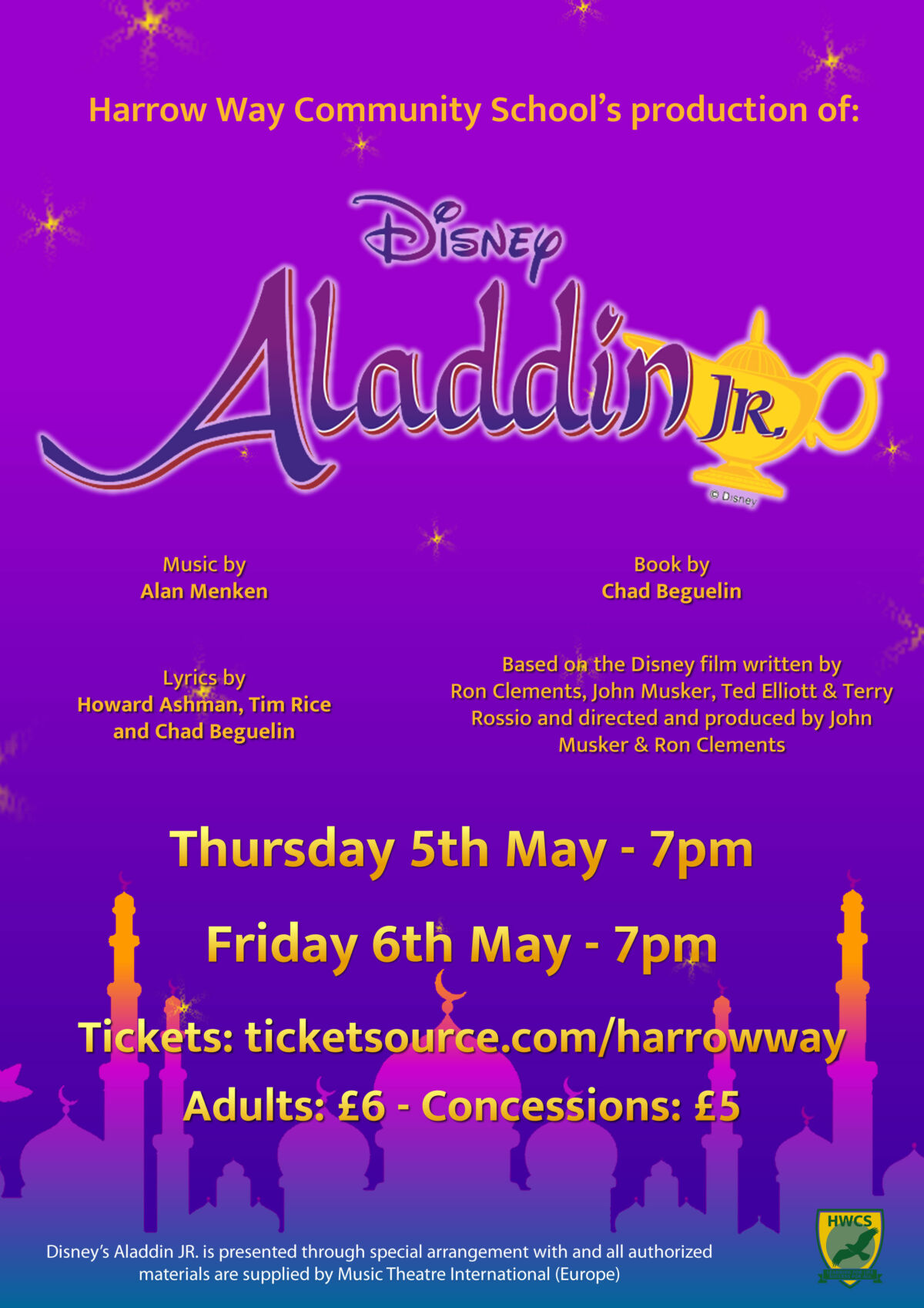 Disney’s Aladdin Jr – Buy Tickets – Harrow Way Community School